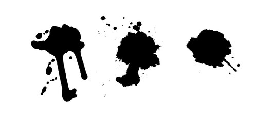 Hand drawn set black paint drop abstract brush Vector Image