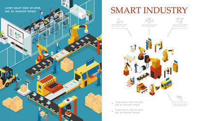 Isometric industrial factory infographic template Vector Image