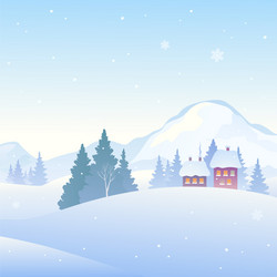 Winter sketch on the background of snowy hills Vector Image