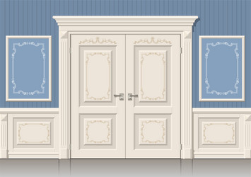 Room interior with white classic wall panel Vector Image