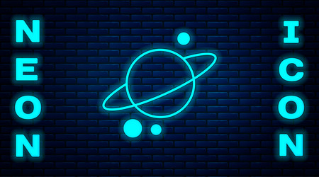 Glowing neon line planet saturn with planetary Vector Image