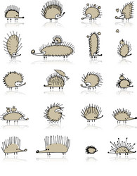 Cute hedgehog in various poses set adorable wild Vector Image