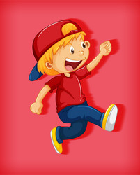 Cute boy wearing red cap with stranglehold Vector Image