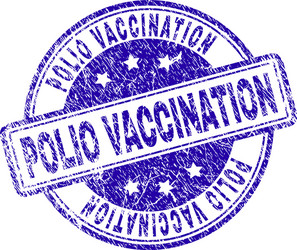 Grunge textured polio vaccination stamp seal Vector Image