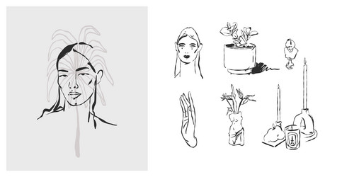 Hand drawn abstract graphic line art simple Vector Image