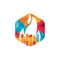 Fire city logo design template Royalty Free Vector Image