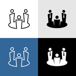 Three happy motivated people in a round colorful Vector Image