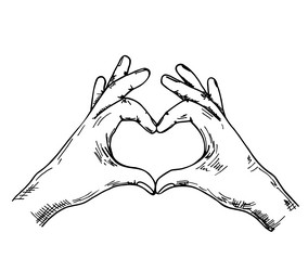 Stylized hands fold the shape of a heart finger Vector Image