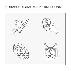 Digital marketing line icons set Royalty Free Vector Image