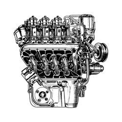Engine drawing isolated hand drawn object Vector Image