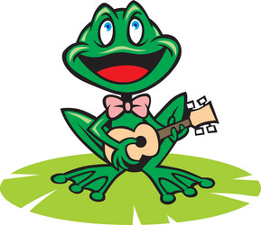 Coloring book cartoon frog singing Royalty Free Vector Image