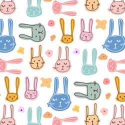 Bunny doodle art pattern background Royalty Free Vector