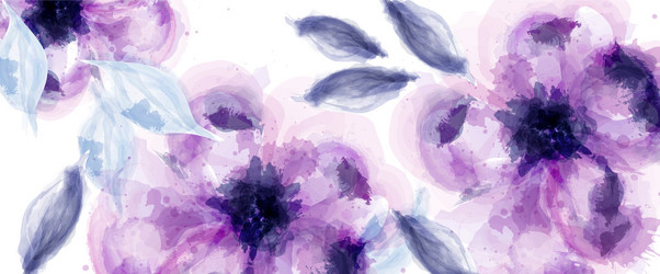 Pink and purple flowers watercolor card Royalty Free Vector