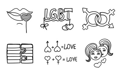 Lgbt signs and symbols 60 icons Royalty Free Vector Image
