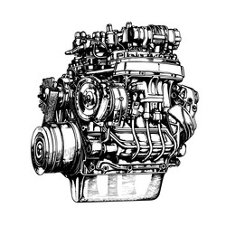 Engine drawing isolated hand drawn object Vector Image