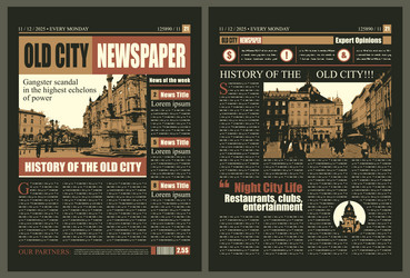 City newspaper layout with headlines Royalty Free Vector