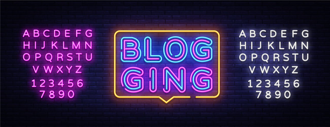 Blog neon text blogging neon sign design Vector Image
