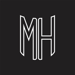 Mh logo monogram with piece circle ribbon style Vector Image