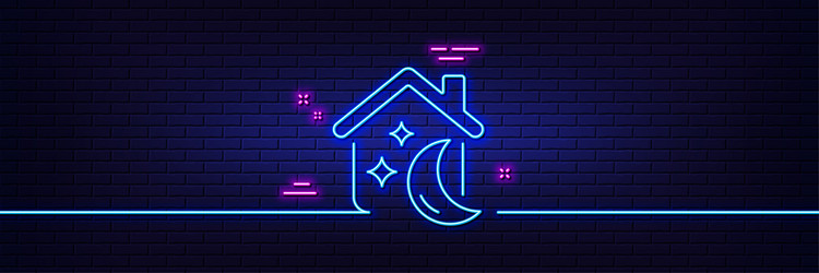 Moon line icon sleep zzz sign neon light glow Vector Image