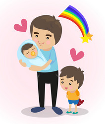 Handsome father cartoon learn with son Royalty Free Vector