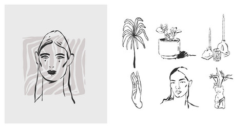 Hand drawn abstract graphic line art simple Vector Image