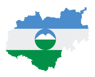 Kabardino balkaria map and flag silhouette Vector Image
