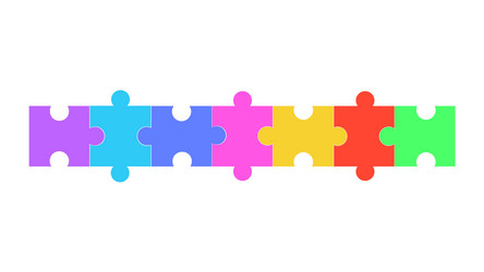 Many puzzles of different colors seven puzzle Vector Image