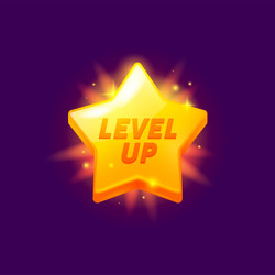 Game level up reward star rate icon award badge Vector Image