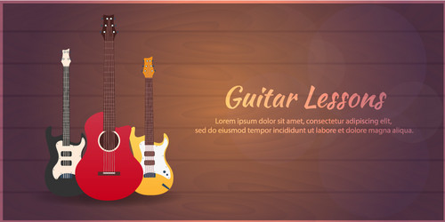 Guitar lessons school flat Royalty Free Vector Image