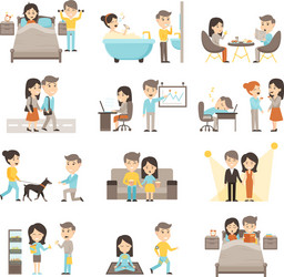 Cartoon kid daily routine activities set Vector Image