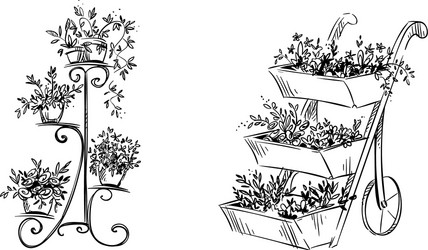 Flower stall florist cart Royalty Free Vector Image