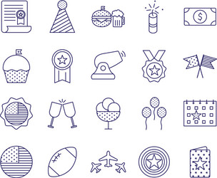 Independence day line style icon set design Vector Image