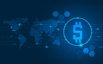 Digital money transfer technology background Vector Image