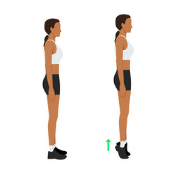 Woman doing tip toe pose move for reduce leg Vector Image