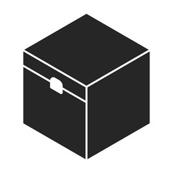 Wooden box icon isometric black logo Royalty Free Vector