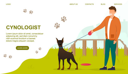 Dog training cartoon obedient pets carry out Vector Image