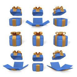 White open gift box with bow and ribbon top view Vector Image
