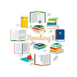 High book stack cartoon pile of reading materials Vector Image