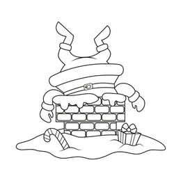 Santa claus stuck in chimney and say merry Vector Image