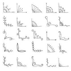 Hand drawn linear border design set Royalty Free Vector