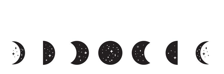 Moon phases silhouettes with stars crescent new Vector Image