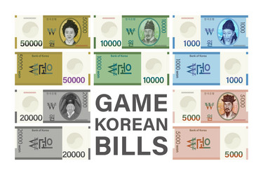 Set of gaming south korean banknotes million won Vector Image