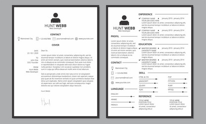 Cv resume template 2 side minimalist clean Vector Image