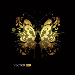 Gold decorative textured butterfly Royalty Free Vector Image