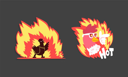Hot spicy chicken with fire as grill and roast Vector Image