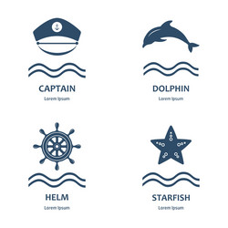 Marine symbol nautical design elements Royalty Free Vector