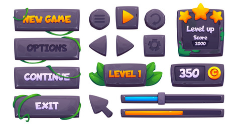 Wooden button cartoon interface ui or game gui Vector Image