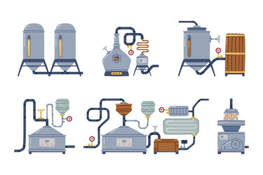 Whiskey production process with distillation Vector Image