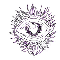 Evil eye halloween sketch outline shadow purple Vector Image