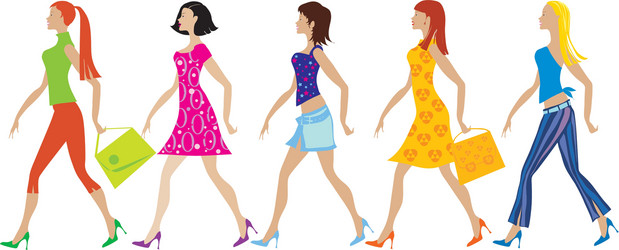 Silhouette of 5 ladies Royalty Free Vector Image